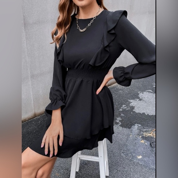 Dresses | Shirred Waist Ruffle Trim Dress | Poshmark